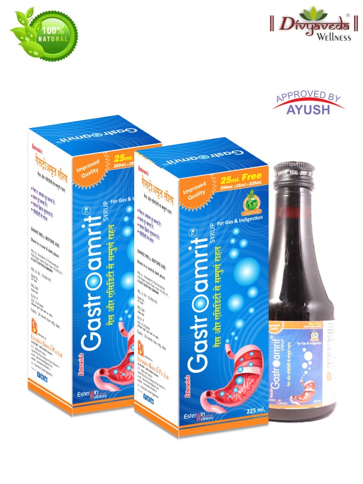 Divyaveda Gastroamrit Syrup (Pack of 2 Ph of 225ml)